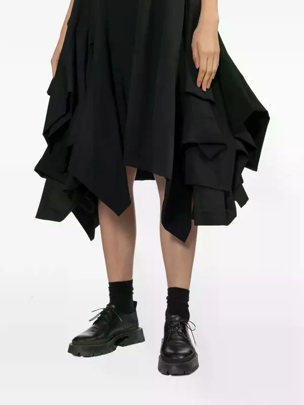 Comme Des Garçons Asymmetrical Ruffle Midi Dress
