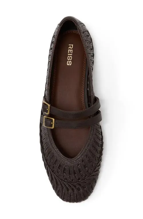 REISS Elizabeth Mary Jane Flat - Chocolate
