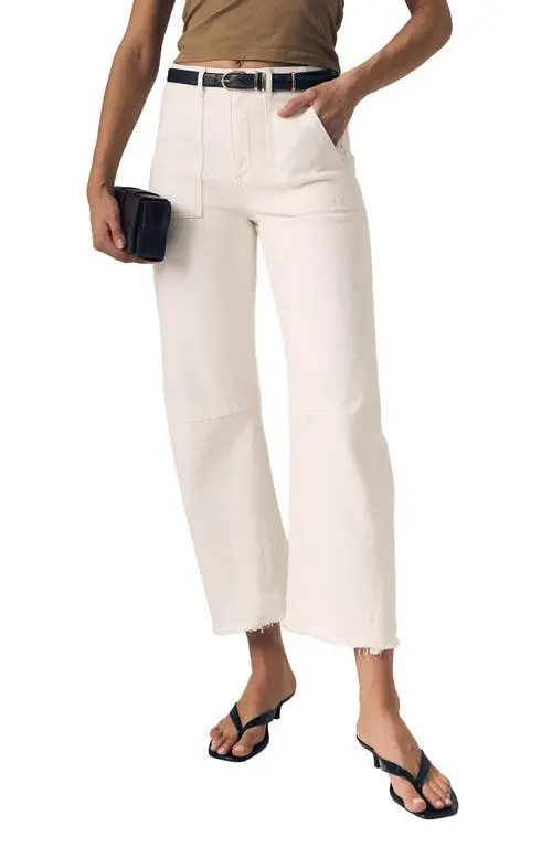LE JEAN Utility Barrel Leg Jeans - White