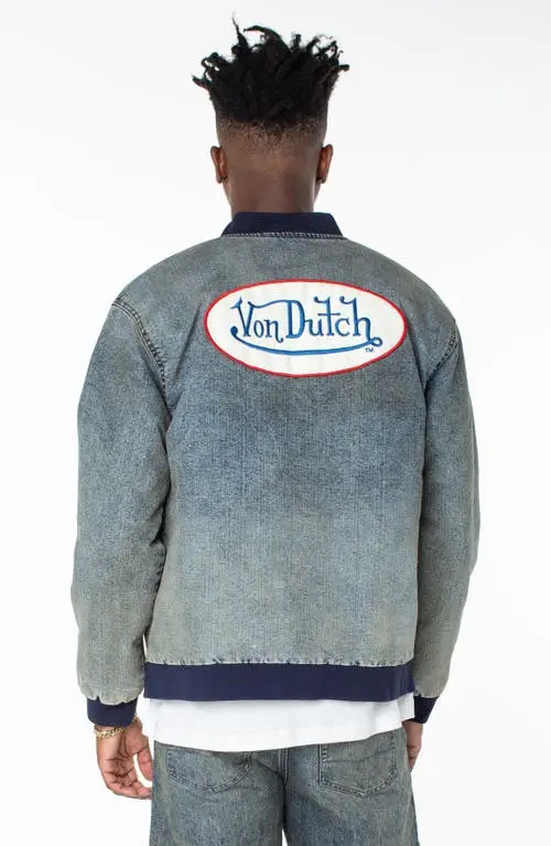 VON DUTCH Bones Denim Bomber Jacket