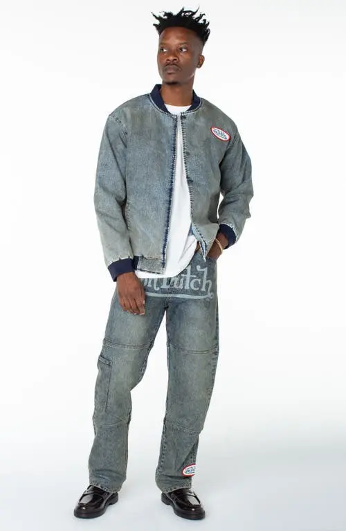 VON DUTCH Bones Denim Bomber Jacket