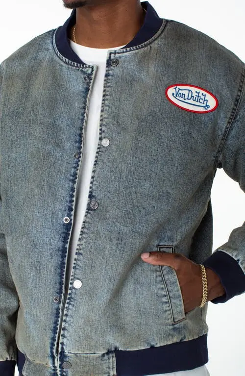 VON DUTCH Bones Denim Bomber Jacket