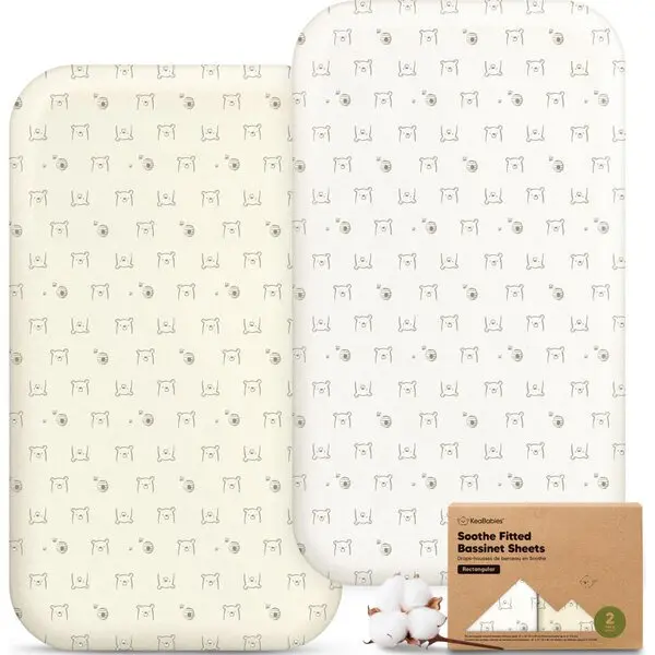 KEABABIES 2-pack Soothe Fitted Bassinet Sheets - Bumble Bear