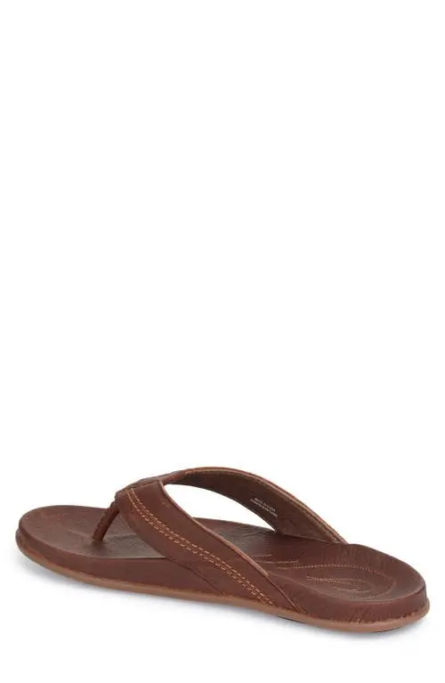 Olukai Mohalu Leather Flip Flops