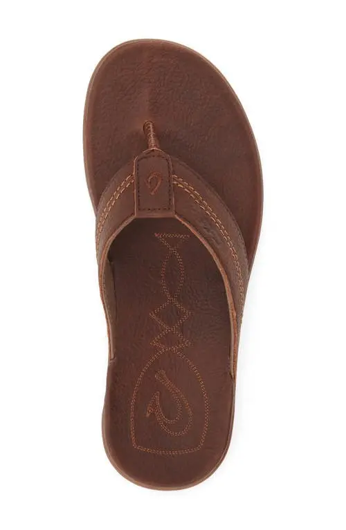 Olukai Mohalu Leather Flip Flops
