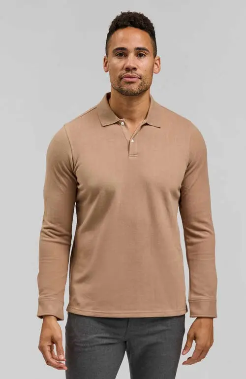RYE 51 The Braden Long Sleeve Polo - Bisque