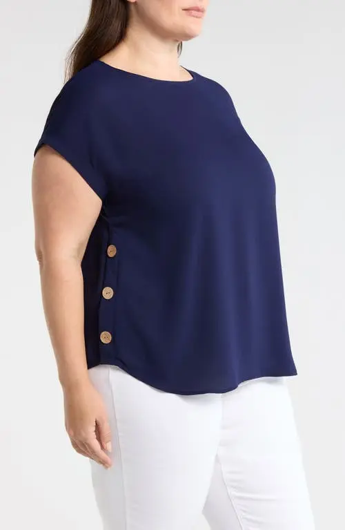 Jones New York Woven Button Detail Top
