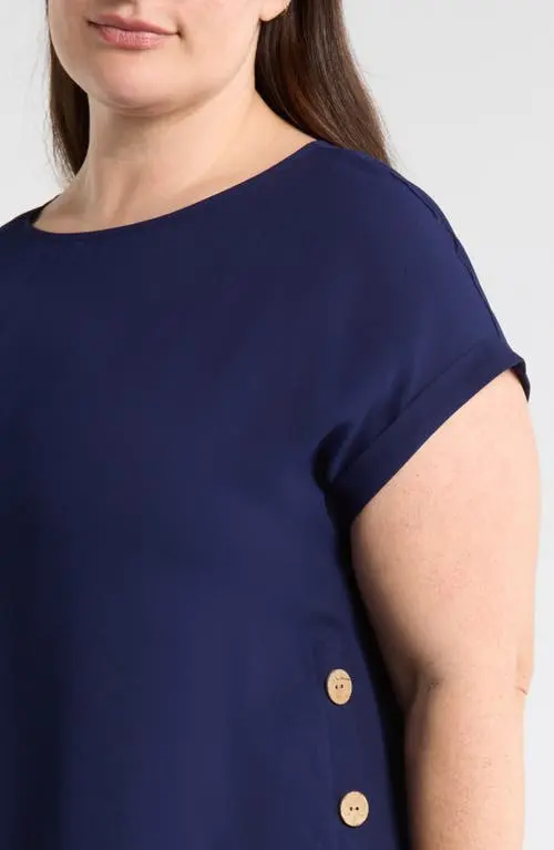 Jones New York Woven Button Detail Top
