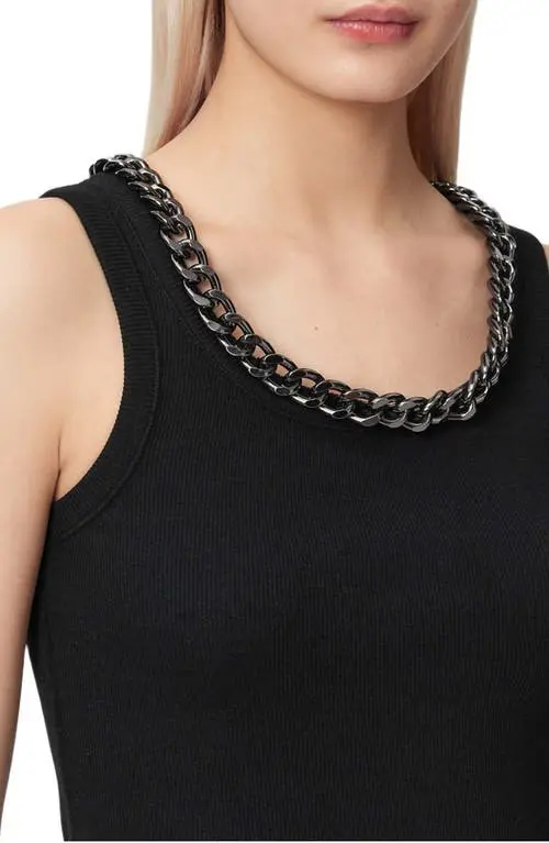 ALLSAINTS Lucy Chain Embellished Rib Knit Tank - Black