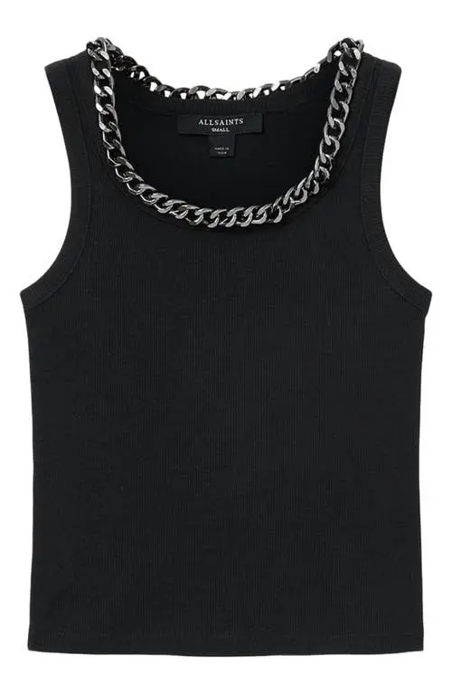 ALLSAINTS Lucy Chain Embellished Rib Knit Tank - Black