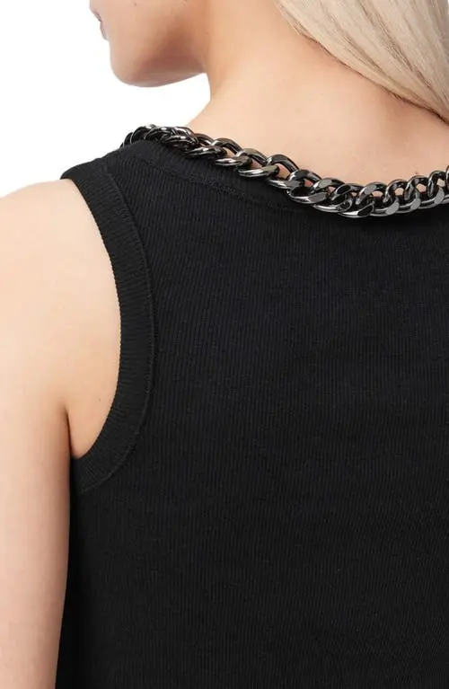 ALLSAINTS Lucy Chain Embellished Rib Knit Tank - Black