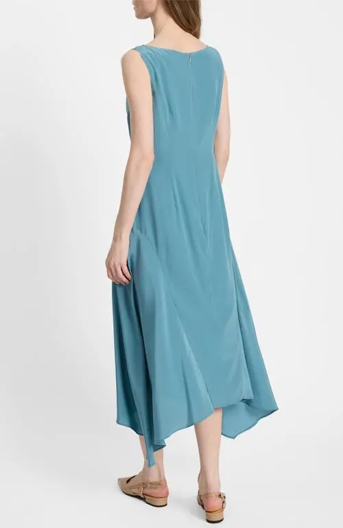 Santorelli Pina Cowl Neck Midi Silk Dress