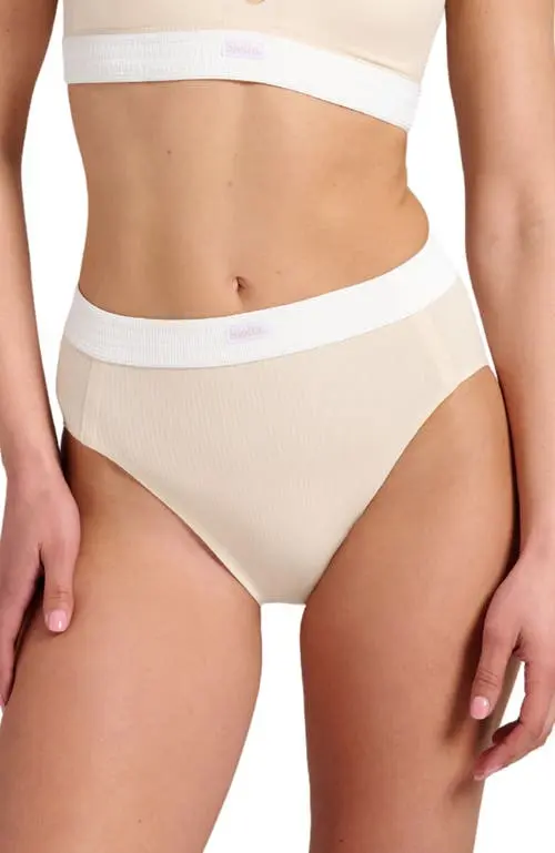 SIELLA Organic Cotton Rib High Waist Brief - Whisper Beige