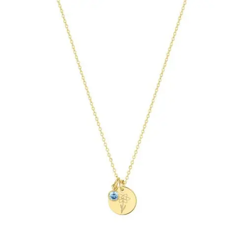 SET & STONES Lily Birth Flower And Birthstone Necklace - Gold/march