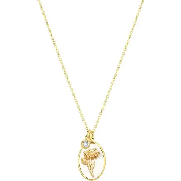 SET & STONES Katrina Birth Flower And Birthstone Charm Necklace - Gold/april