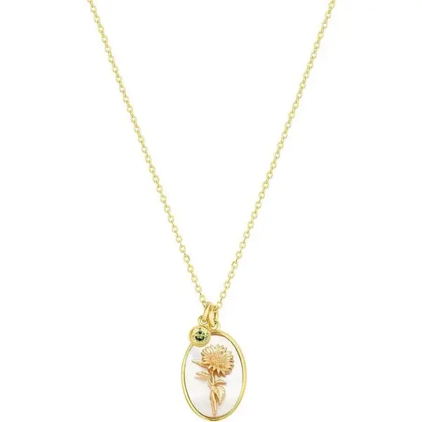 SET & STONES Katrina Birth Flower And Birthstone Charm Necklace - Gold/august