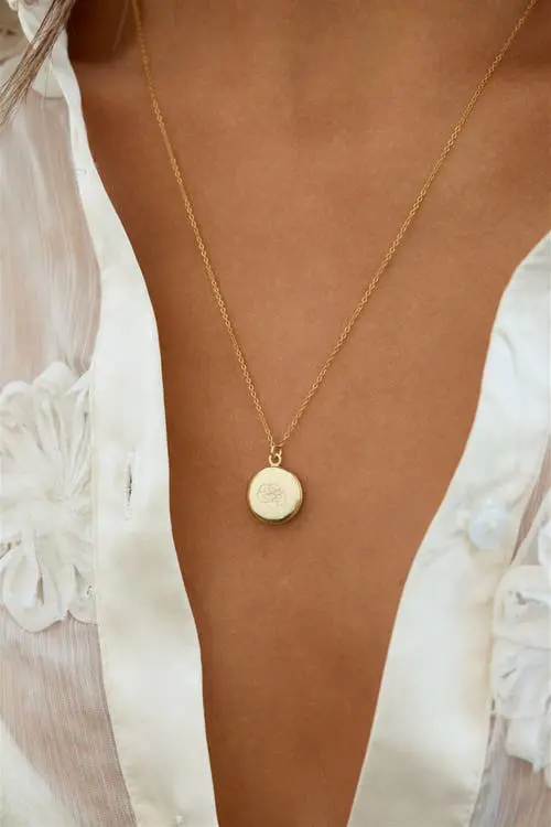 SET & STONES Ruby Birth Flower Locket Necklace - Gold/april