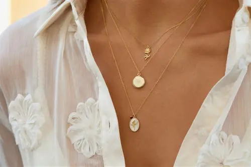 SET & STONES Ruby Birth Flower Locket Necklace - Gold/april