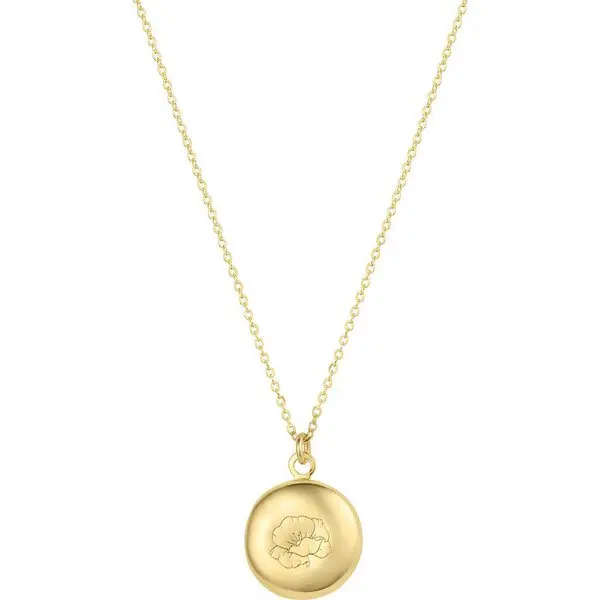 SET & STONES Ruby Birth Flower Locket Necklace - Gold/august