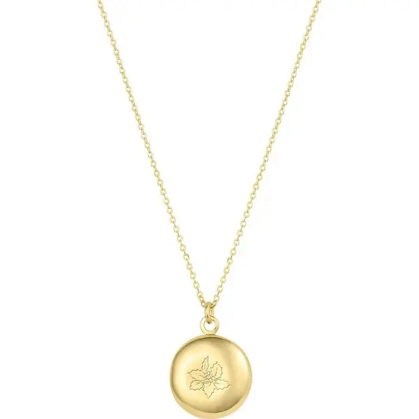 SET & STONES Ruby Birth Flower Locket Necklace - Gold/december