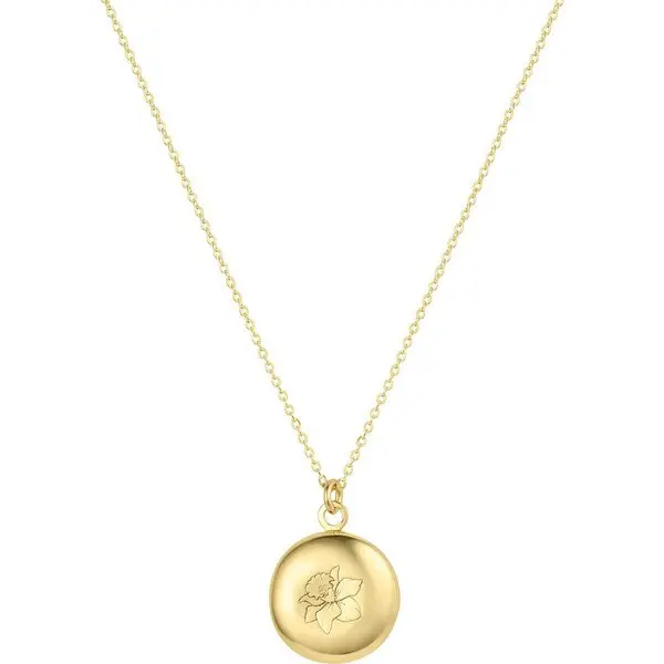 SET & STONES Ruby Birth Flower Locket Necklace - Gold/march