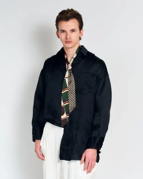 LOST PATTERN Modular Silk Skinny Scarf - Green