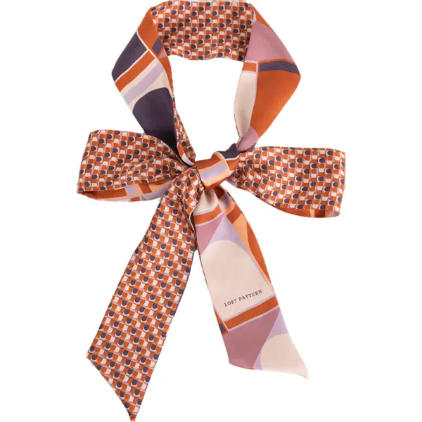 LOST PATTERN Modular Silk Skinny Scarf - Orange