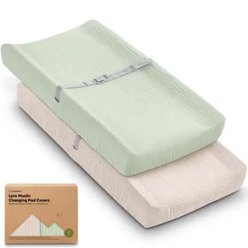 KEABABIES 2-pack Lyra Muslin Changing Pad Covers - Sage