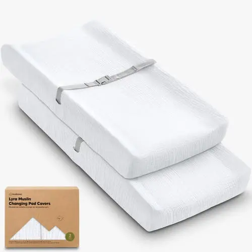 KEABABIES 2-pack Lyra Muslin Changing Pad Covers - Soft White