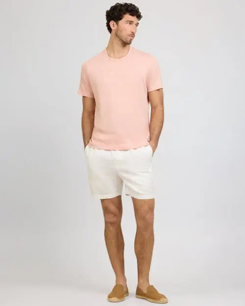 Onia Stretch Linen Crewneck Short Sleeve Tee - Pink Sand