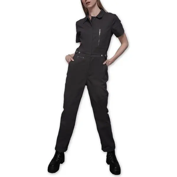 WILDFANG High Waisted Zipper Coverall - Charcoal