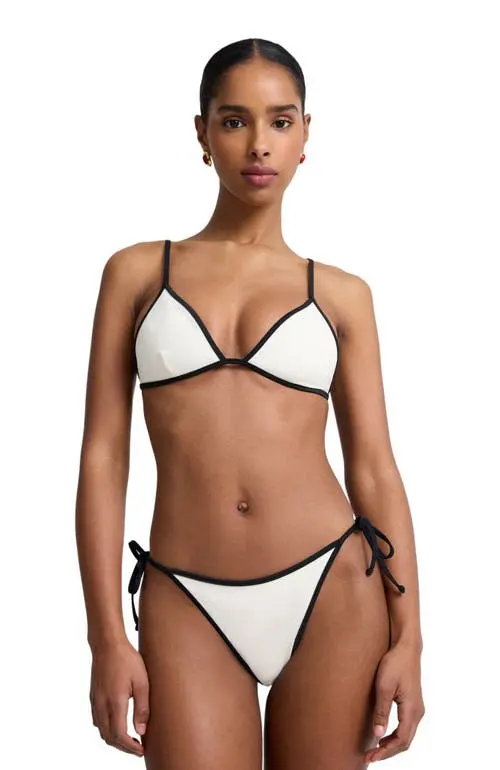 Onia Aimee String Bikini Top - Egret/black