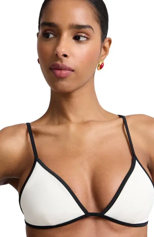 Onia Aimee String Bikini Top - Egret/black