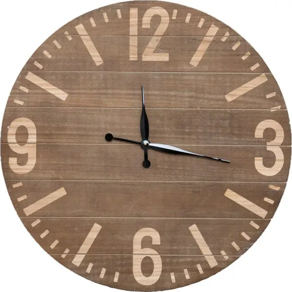 TRANSPAC Wood Everyday Simple Life Wall Clock For Spring Decorstylish Wooden Wall Clocks For Home - Brown