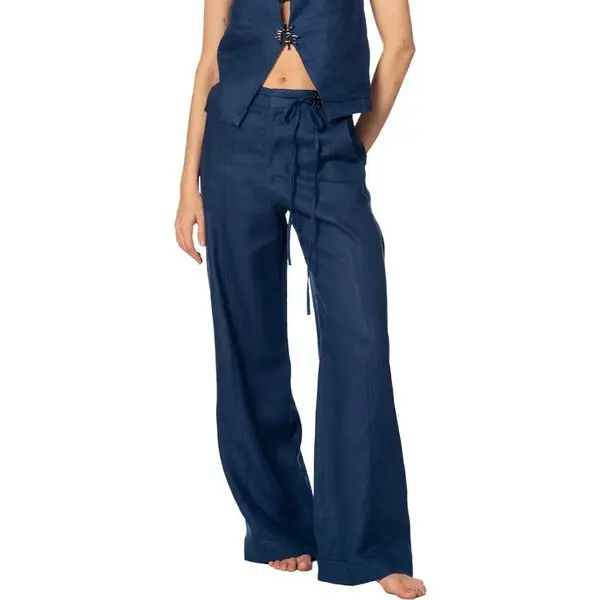 KIBYS Sacred Sun Wide Leg Linen Pant
