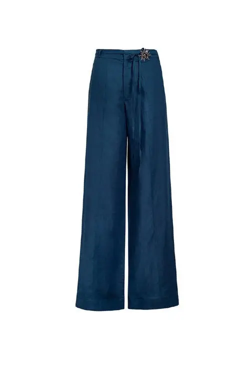 KIBYS Sacred Sun Wide Leg Linen Pant