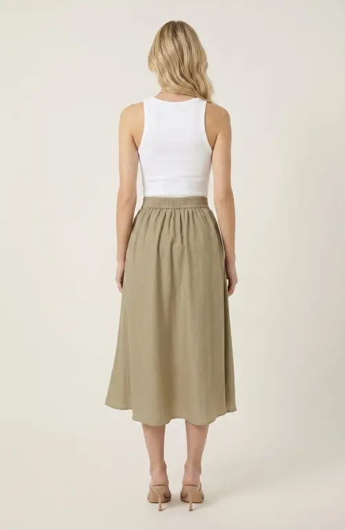 MODENAIRE Flowy A-line Midi Skirt