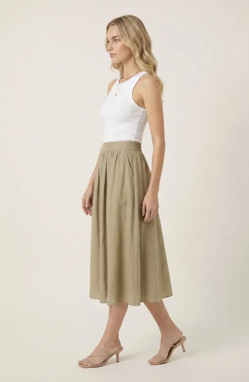 MODENAIRE Flowy A-line Midi Skirt