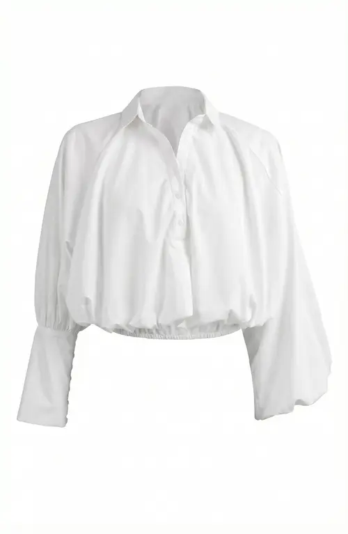 MODENAIRE Long Sleeve Cropped Blouse