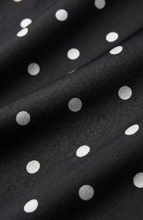 MODENAIRE Polka Dot Tie Neck Blouse