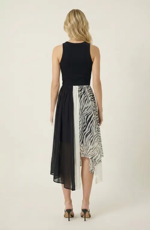 MODENAIRE Printed Sheer Overlay Midi Skirt