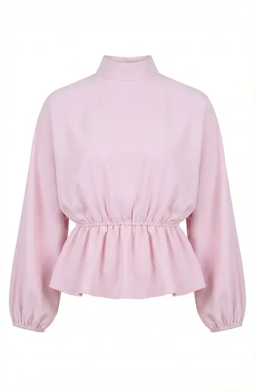 MODENAIRE Mock Neck Top And Peplum Skirt Set