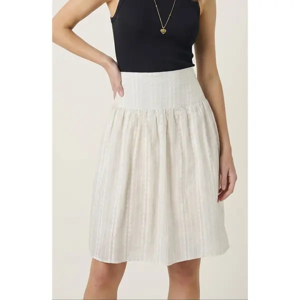 MODENAIRE Textured Smocked Waist A-line Skirt