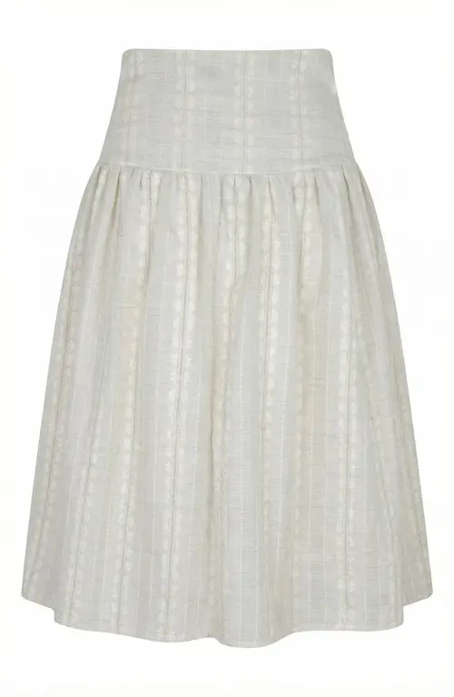 MODENAIRE Textured Smocked Waist A-line Skirt