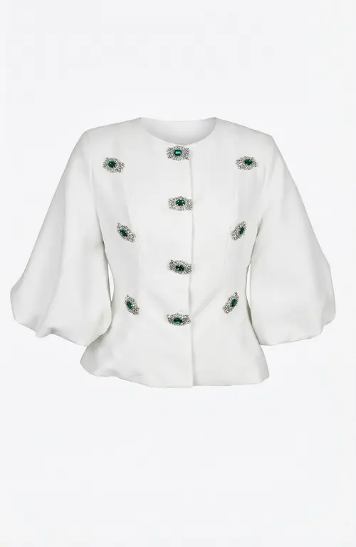 MODENAIRE Embellished Puff Sleeve Jacket