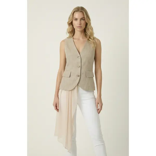 MODENAIRE Tailored Sleeveless Vest Top - Beige