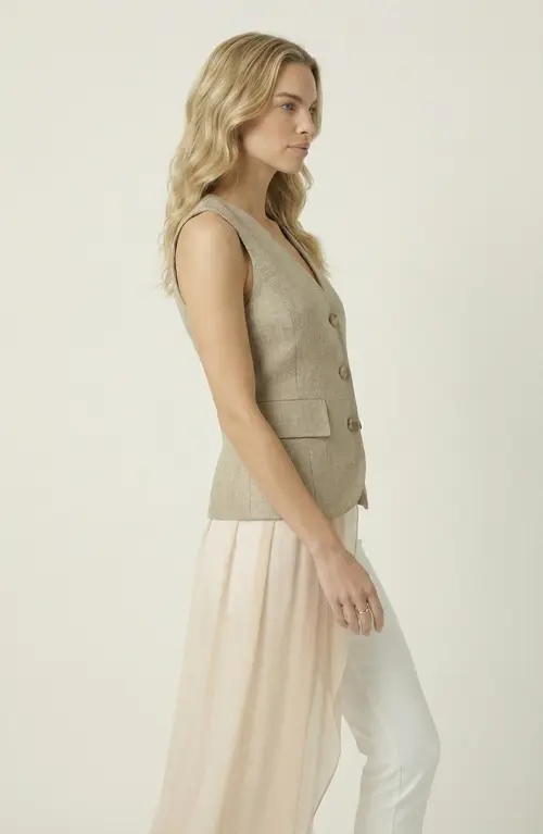 MODENAIRE Tailored Sleeveless Vest Top - Beige