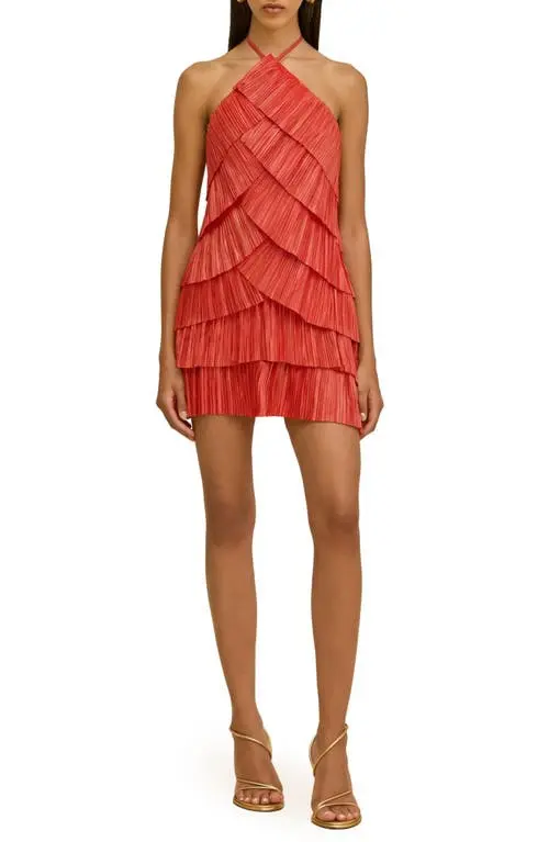 Cult Gaia Varsha Halter Tiered Minidress - Canyon