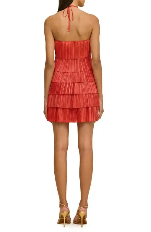 Cult Gaia Varsha Halter Tiered Minidress - Canyon