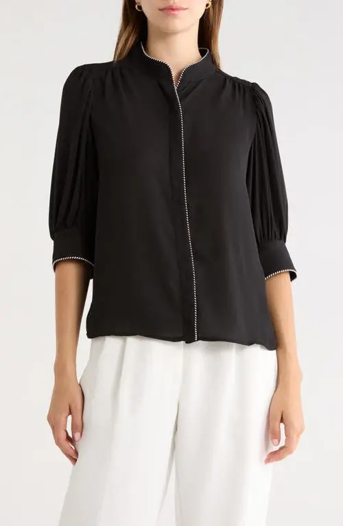 CECE DUPRAZ Pearce Puff Sleeve Top - Rich Black
